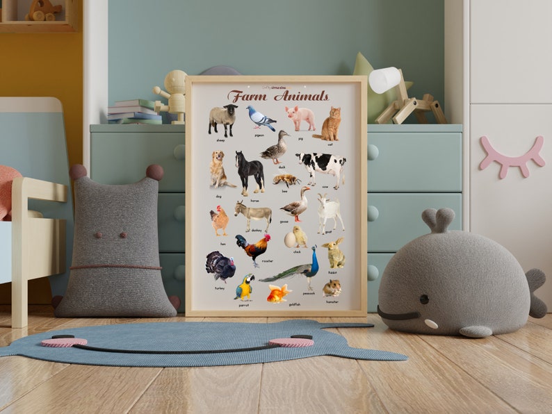 FARM ANIMALS POSTER (real Pictures), Montessori Poster, Poster ...