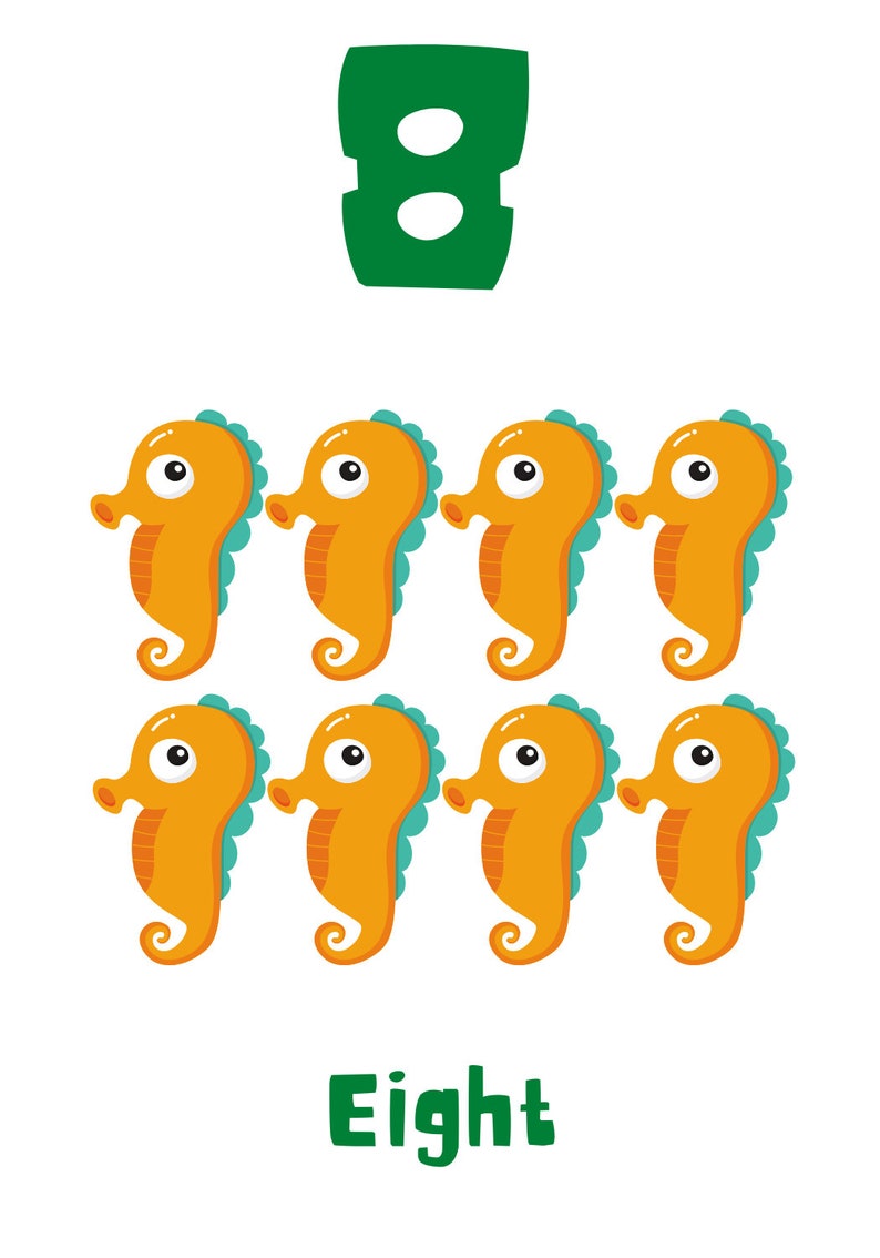 ANIMAL Number Flashcards, Counting Flashcards Printable, Montessori ...