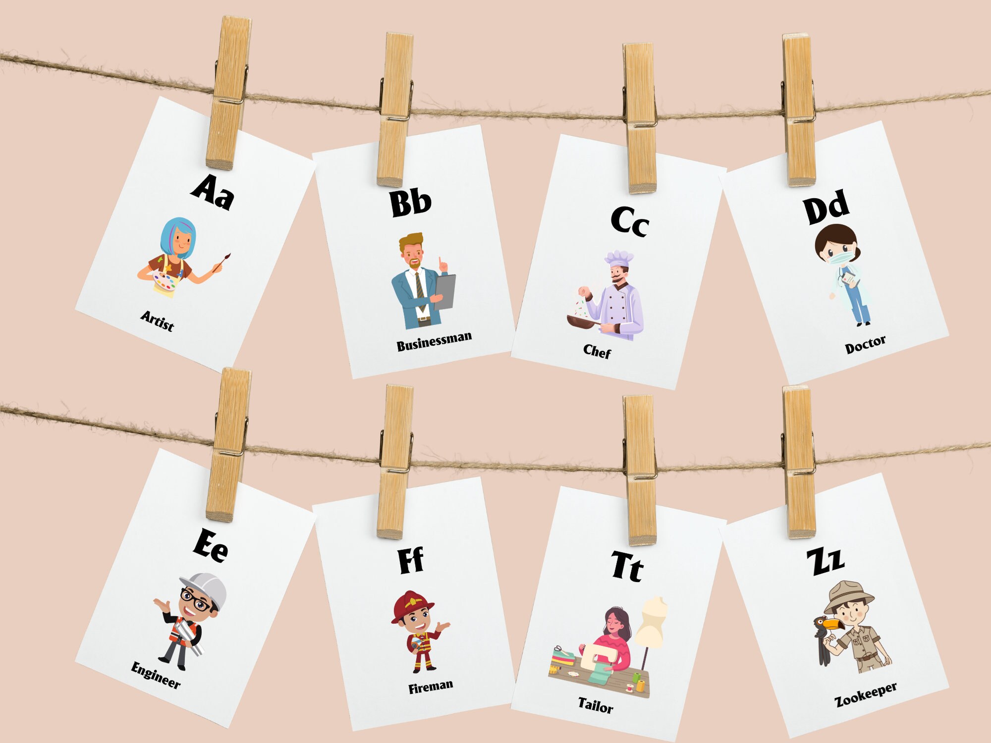Profession Alphabet Flashcards Printable Jobs ABC Occupation - Etsy UK