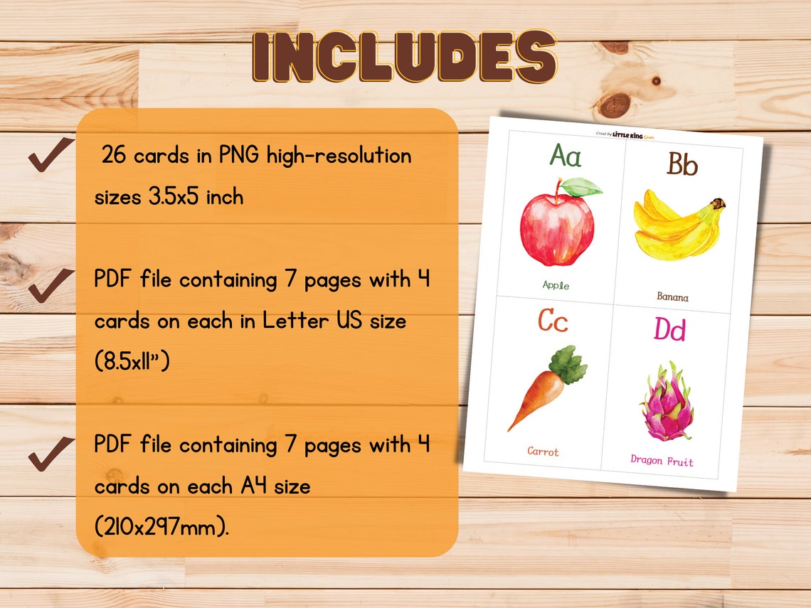 Fruits and Vegetables Flashcards, Printable Alphabet Flash Cards ...