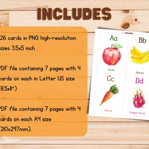 Fruits and Vegetables Flashcards, Printable Alphabet Flash Cards ...