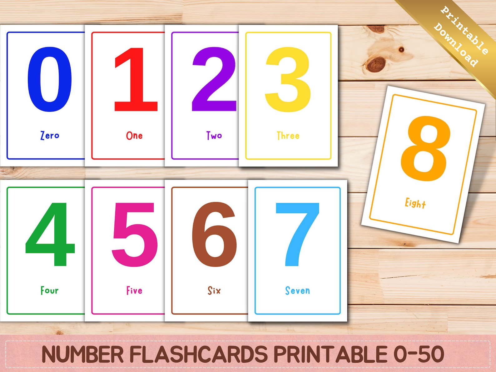Basic NUMBER FLASHCARDS 0 -50, Number Flashcards Printable 0-50 for ...