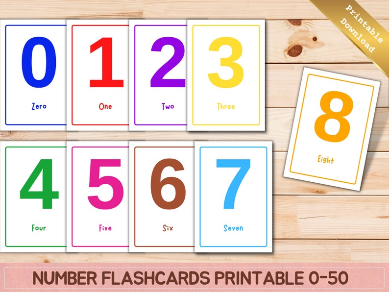 Basic NUMBER FLASHCARDS 0 -50, Number Flashcards Printable 0-50 for ...