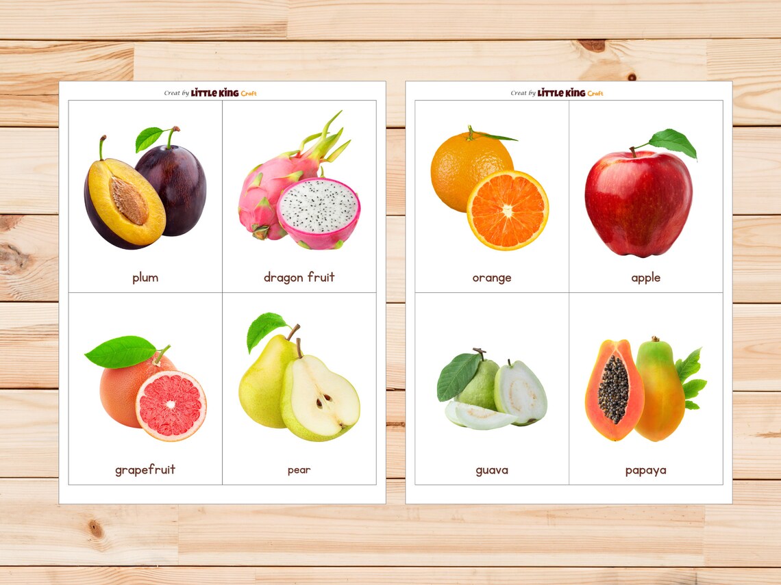 Fruits Flashcard real Picture, Montessori Printable Flashcard, Fruits ...