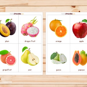 Fruits Flashcard (real Picture), Montessori Printable Flashcard, Fruits ...