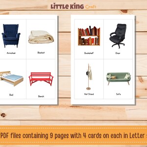 FURNITURE Real Pictures Flashcards, Montessori Materials, Household ...