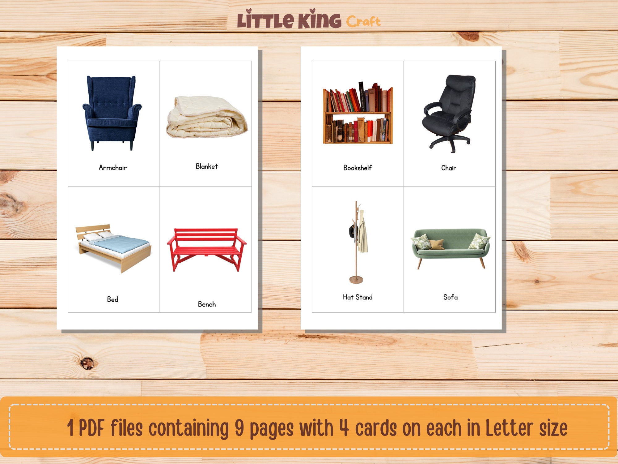 FURNITURE Real Pictures Flashcards, Montessori Materials, Household ...