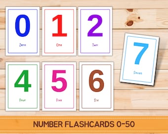 Number Flashcards 0-50 Printable - Etsy