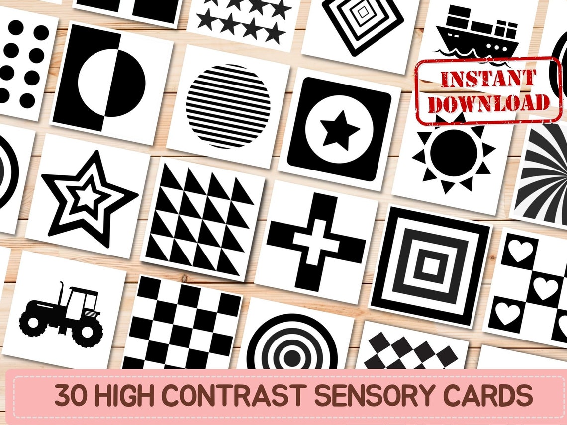 Baby Visual Stimulation, Newborn Baby Flashcards, Baby Sensory Cards ...