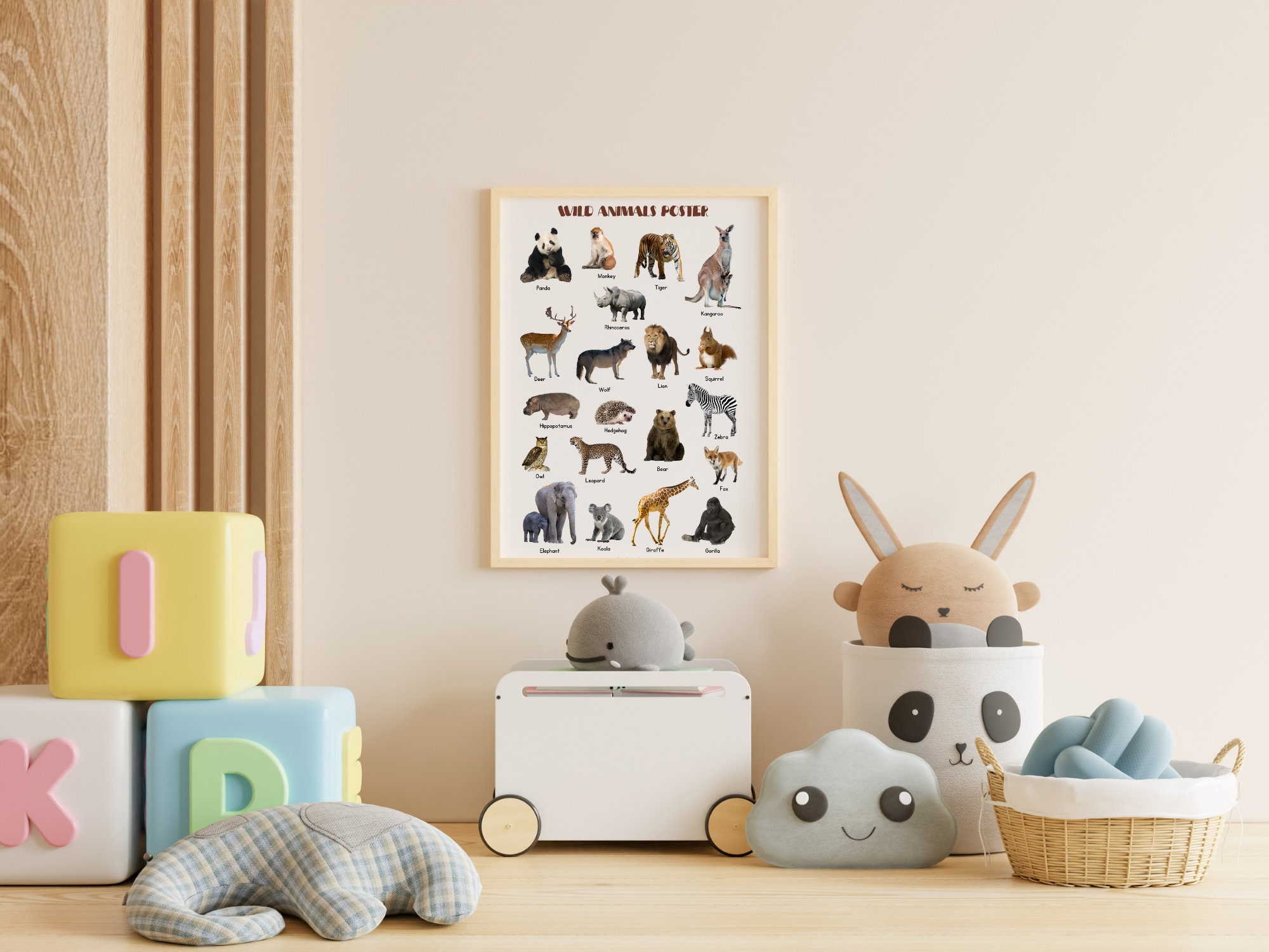 WILD Animals Poster With Real Pictures, Animal Portrait Print ...