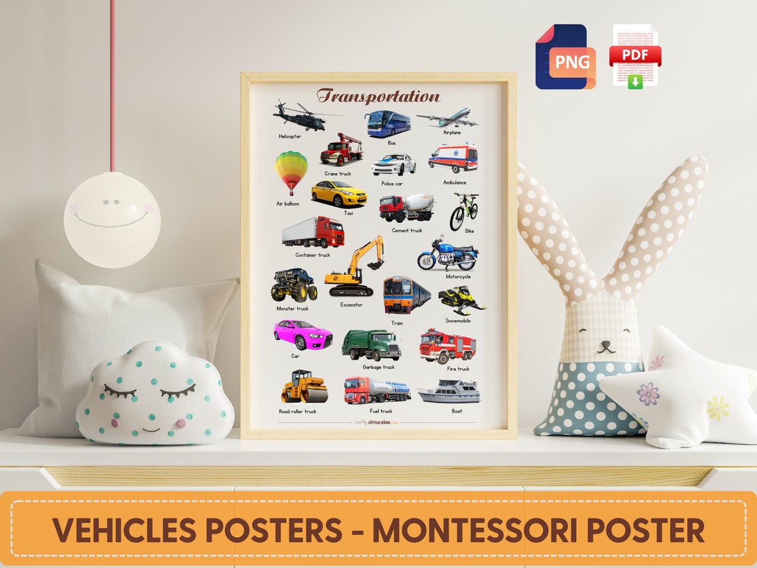 Transport Mode Poster (real Pictures), Vehicles Poster, Montessori ...