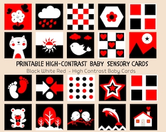 42 Printable Sensory Flashcards High-contrast Newborn Cards - Etsy