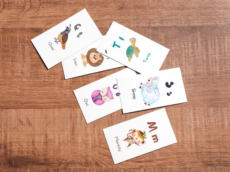Animal Alphabet Flashcards With Pictures, Cute Animal Flashcards ...