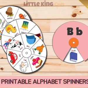 Printable Alphabet Spinners Beginning Sounds Phonics Matching - Etsy