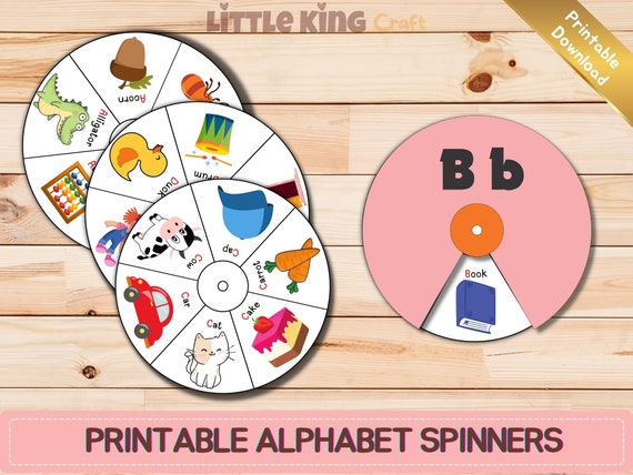 Printable Alphabet Spinners Beginning Sounds Phonics Matching - Etsy