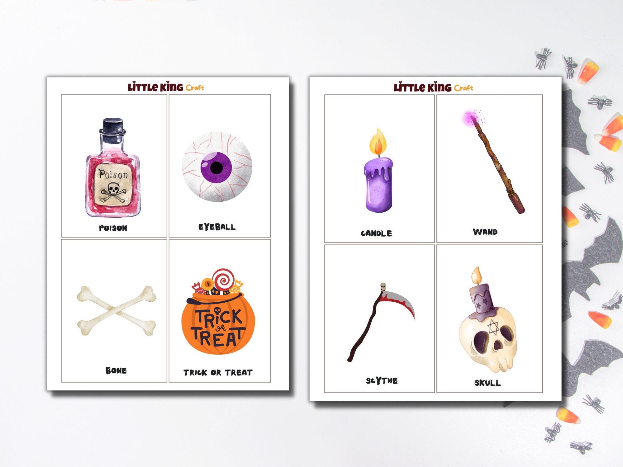 HALLOWEEN Vocabulary Flashcards Printable, Nomenclature Flashcards ...