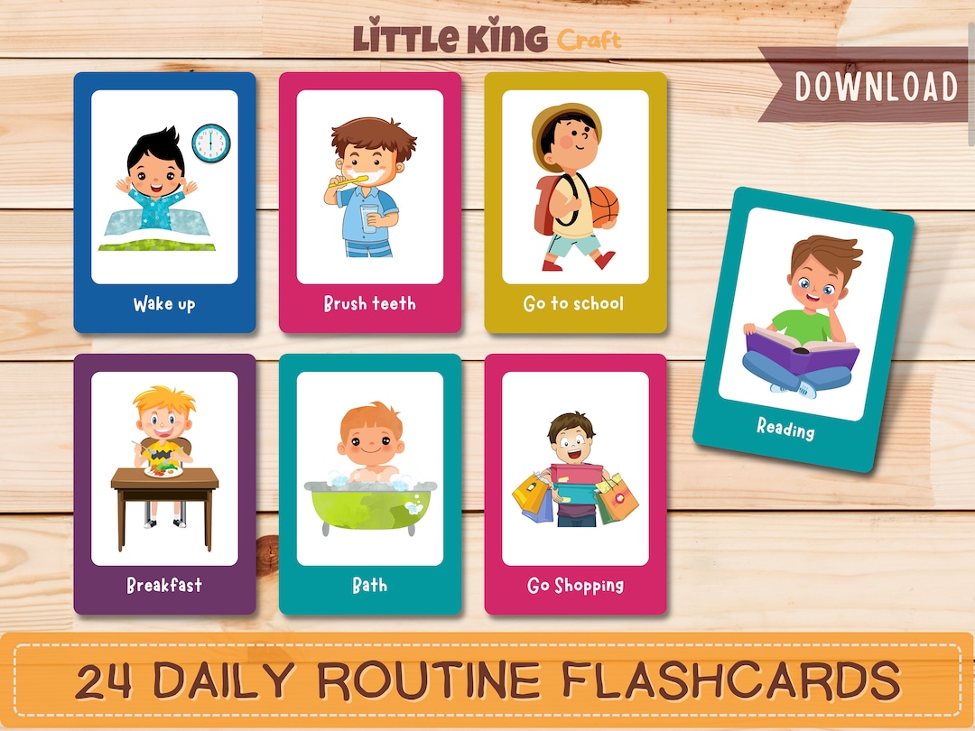Daily Routine Flashcards for Kids, Visual Routine Cards Printable ... Daily Routine Flashcards for Kids, Visual Routine Cards Printable ...