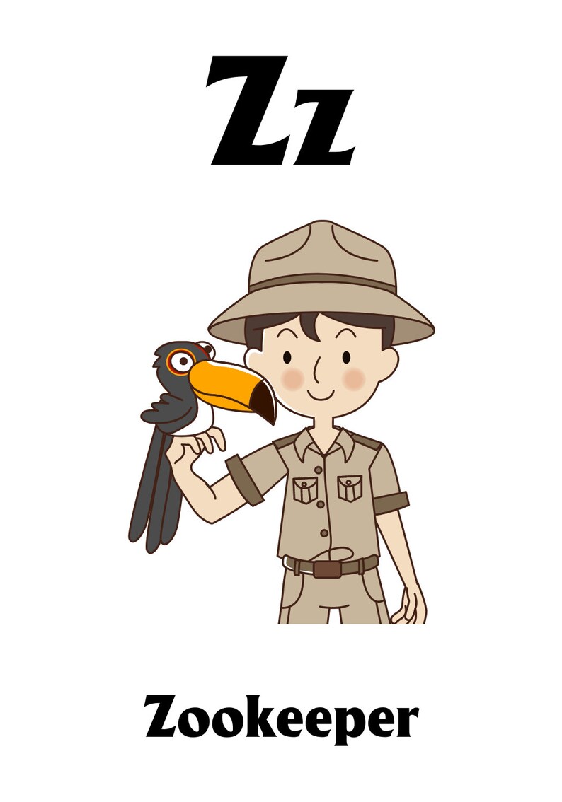 Profession Alphabet Flashcards Printable Jobs, ABC Occupation ...