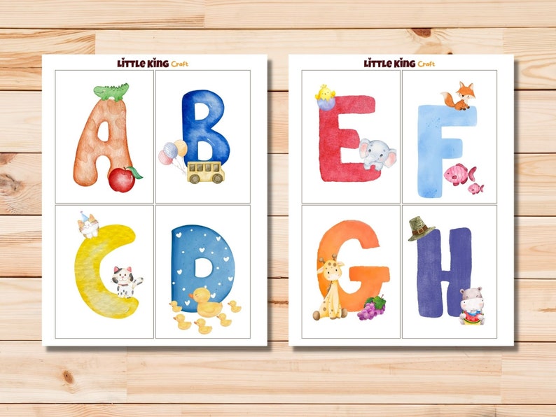 Montessori Alphabet Flashcards Printable, Watercolor ABC Flashcards ...