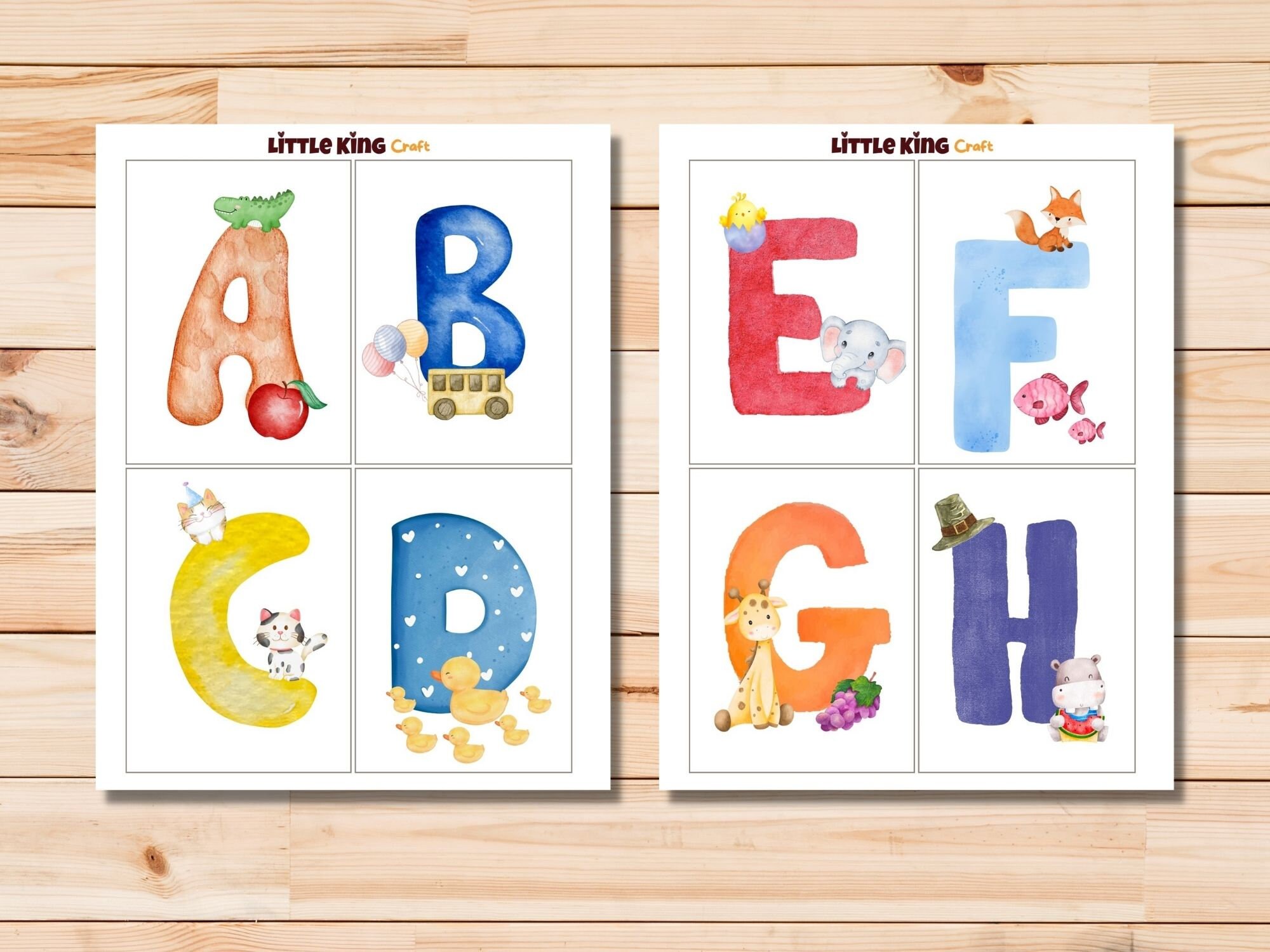 Montessori Alphabet Flashcards Printable, Watercolor ABC Flashcards ...