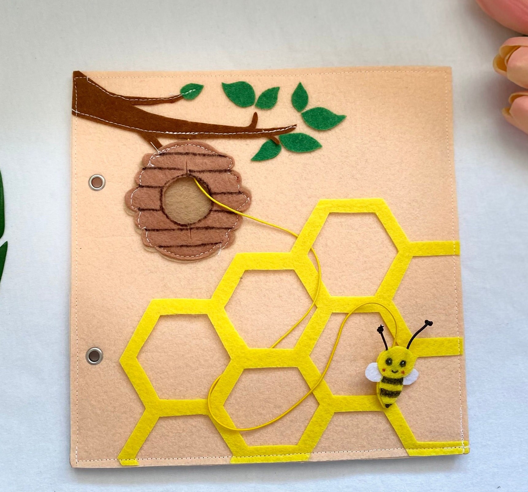 Hard-working Bee Quiet Book Page, Busy Book Page Pattern PDF, Toddlers ...