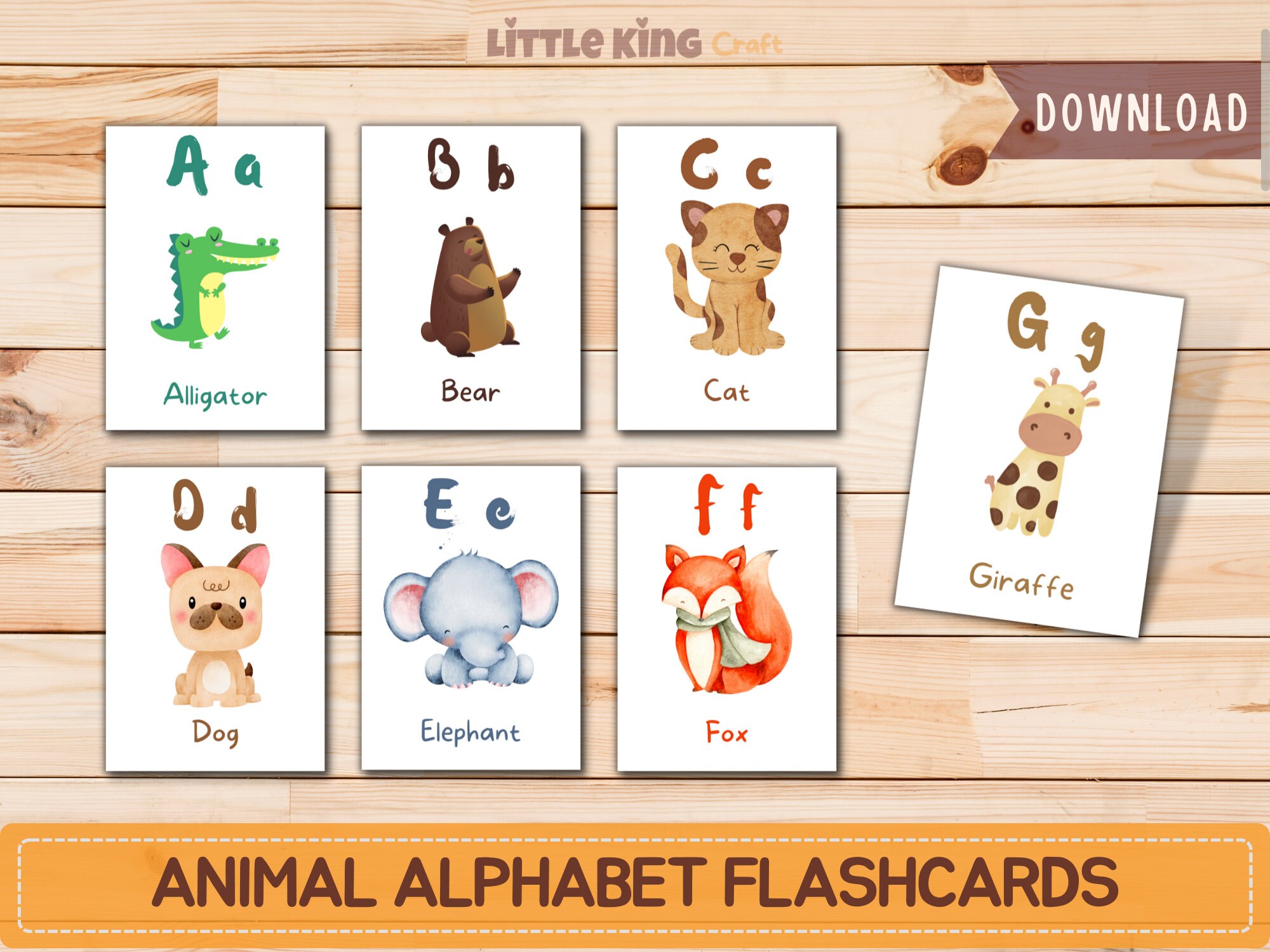 Animal Alphabet Flashcards With Pictures, Cute Animal Flashcards ...