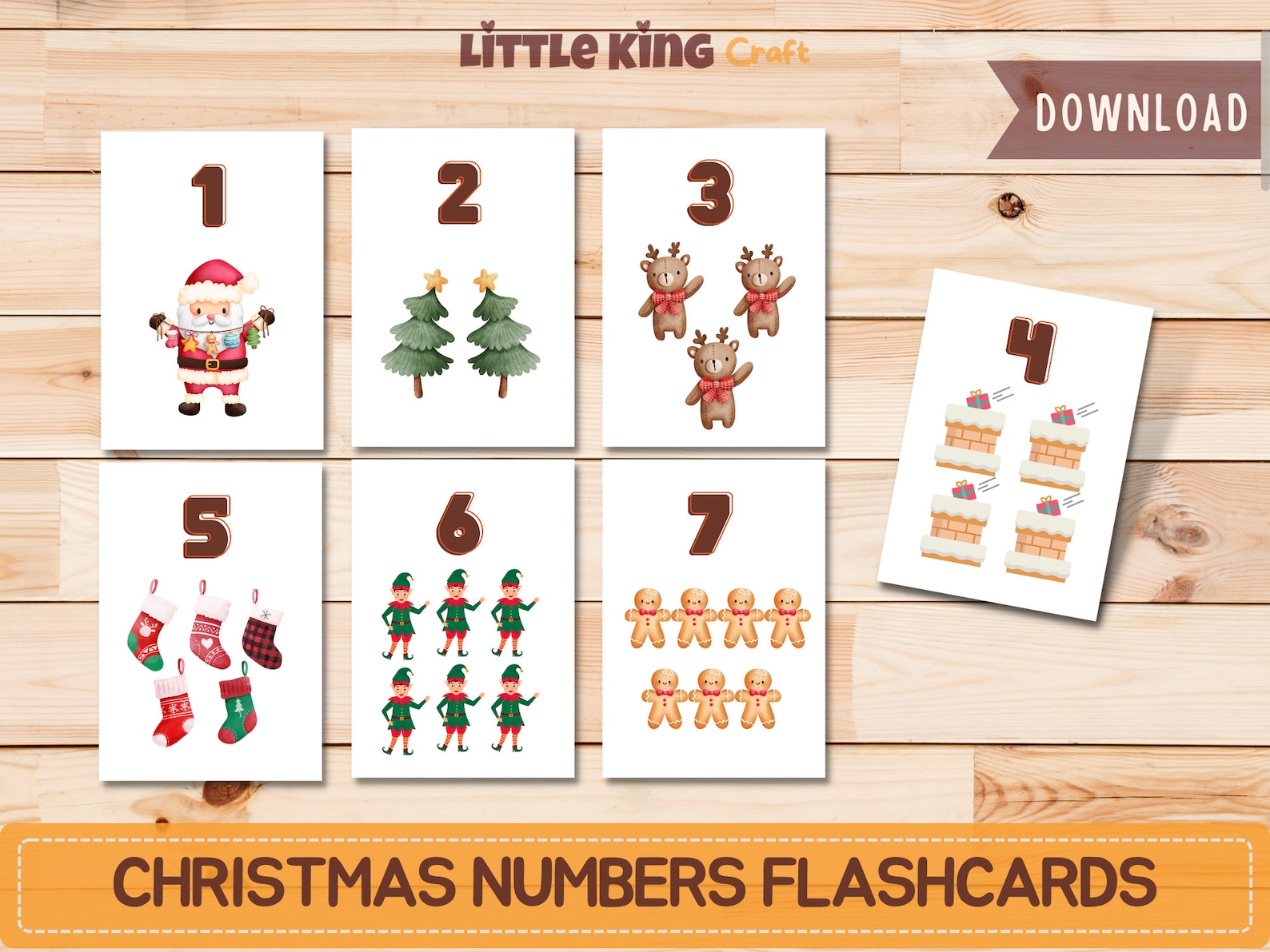 Christmas NUMBER FLASHCARDS, Christmas Counting Flash Cards, Printable ...