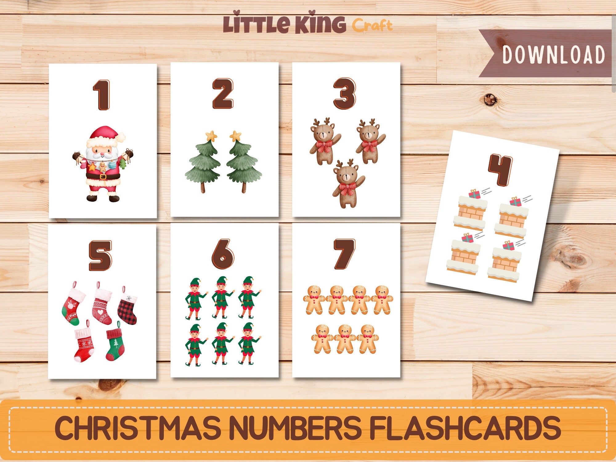Christmas NUMBER FLASHCARDS, Christmas Counting Flash Cards, Printable ...