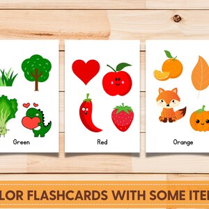 Color Flashcards, Montessori Printable, Toddlers Flacshcards, Color ...