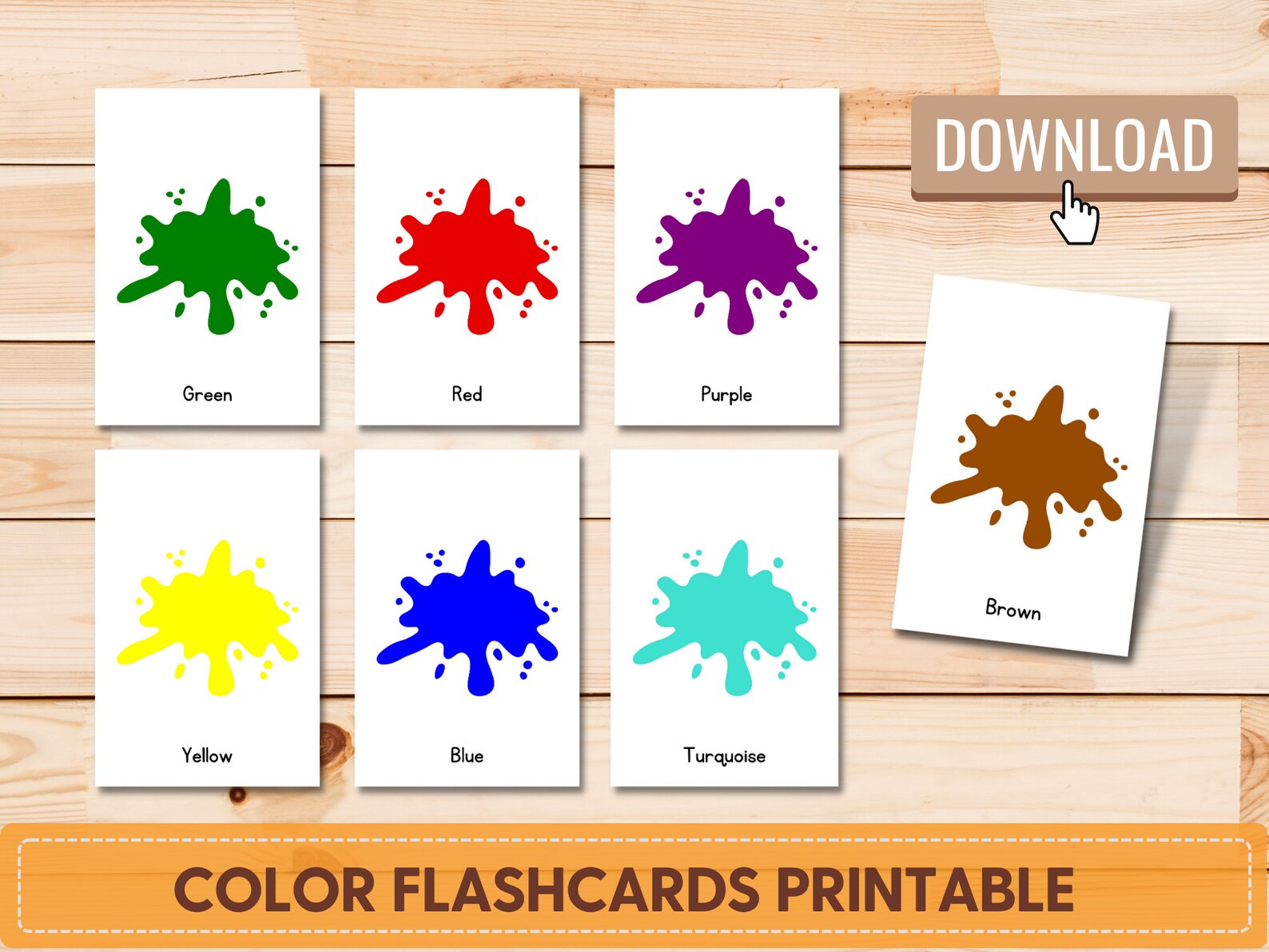 Color Flashcards, Montessori Printable, Toddlers Flacshcards, Color ...