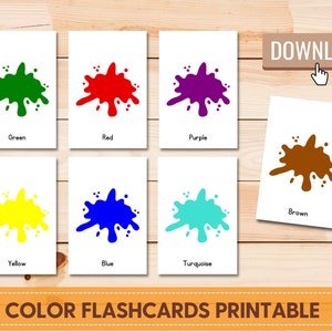 Color Flashcards, Montessori Printable, Toddlers Flacshcards, Color ...