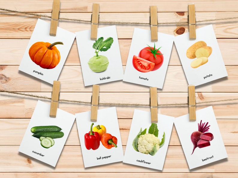 Vegetables Name With Real Pictures, Montessori Vegetables, Learning ...