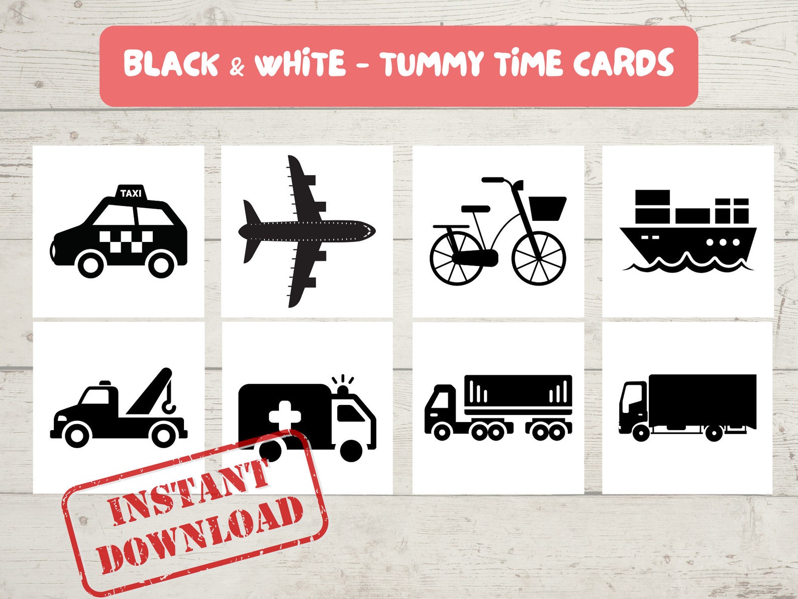 Transport Flashcards, Vehicles Flashcards, Newborn Baby Sensory ...