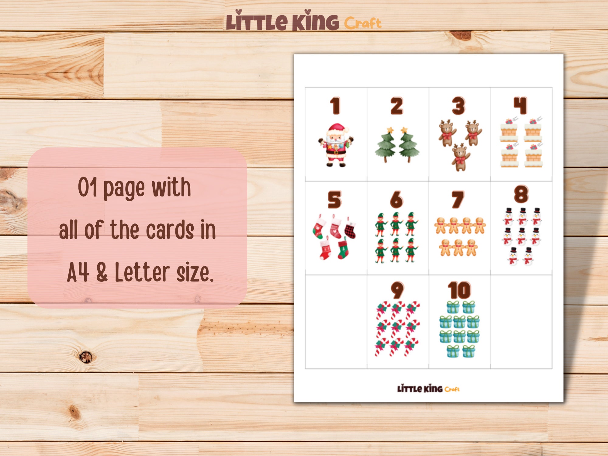 Christmas NUMBER FLASHCARDS, Christmas Counting Flash Cards, Printable ...