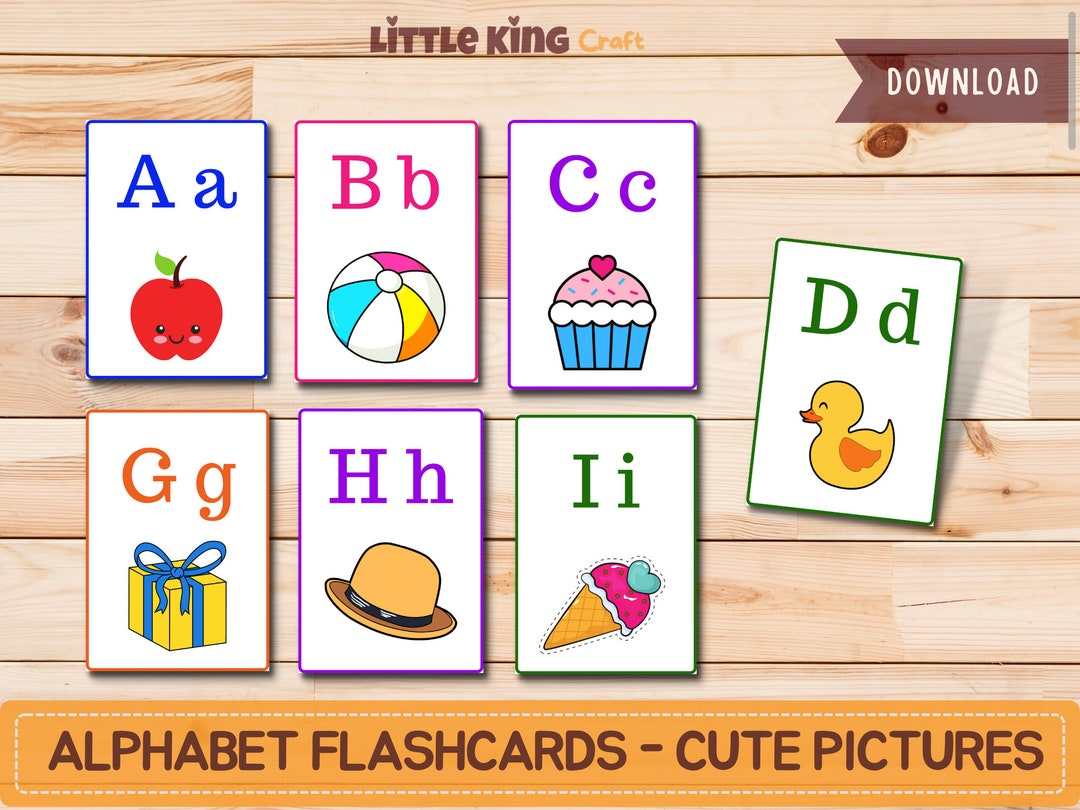 Alphabet Flashcards Printable, ABC Learning Cards, Alphabet Flashcards ...