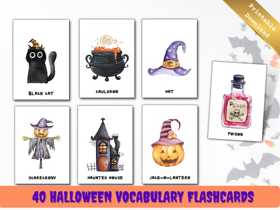 HALLOWEEN Vocabulary Flashcards Printable Nomenclature - Etsy