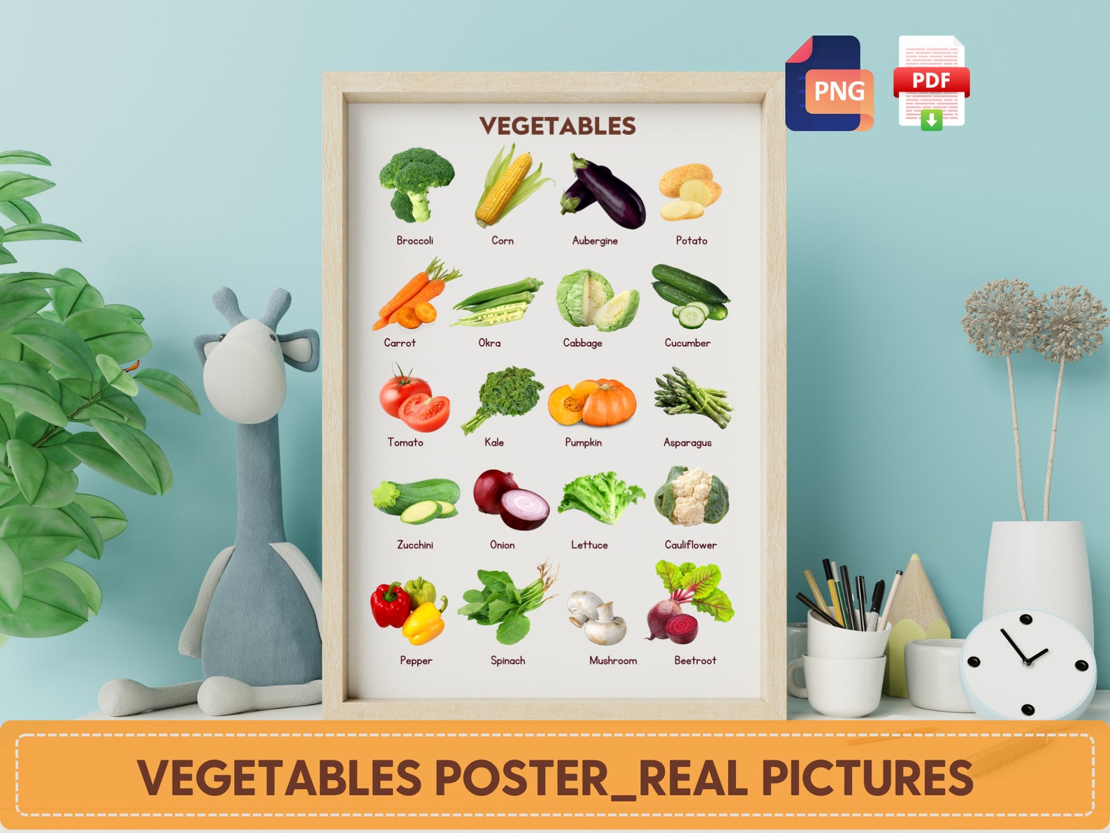 Vegetables Poster real Pictures, Montessori Poster Printable ...