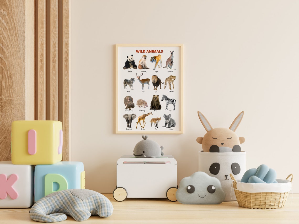 WILD Animals Poster With Real Pictures Animal Portrait Print - Etsy