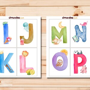 Montessori Alphabet Flashcards Printable, Watercolor ABC Flashcards ...