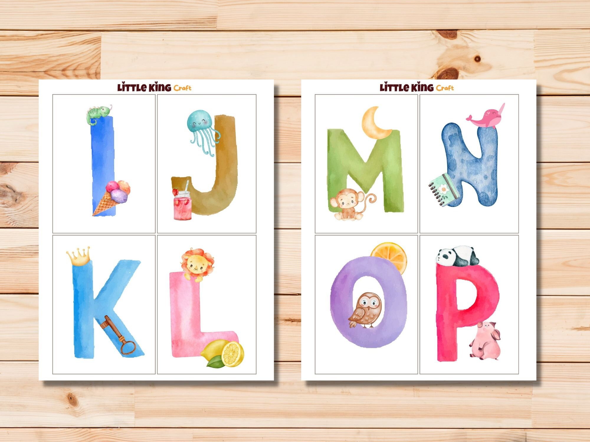 Montessori Alphabet Flashcards Printable, Watercolor ABC Flashcards ...