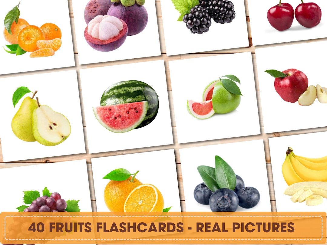 Fruits Real Picture Flashcards, Preschool Fruit Card, Fruit Flashcards ...