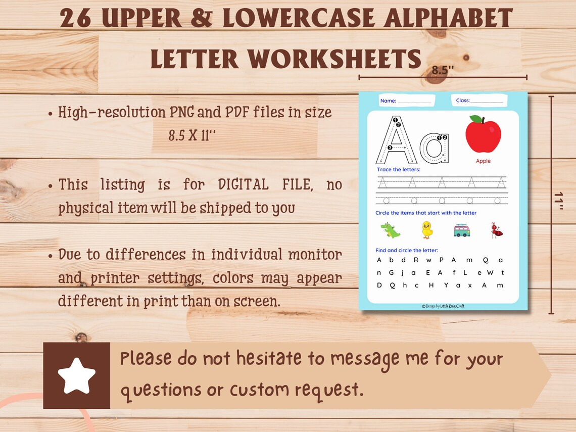 Alphabet Tracing Worksheets, Alphabet Writing Practice, 26 Upper ...