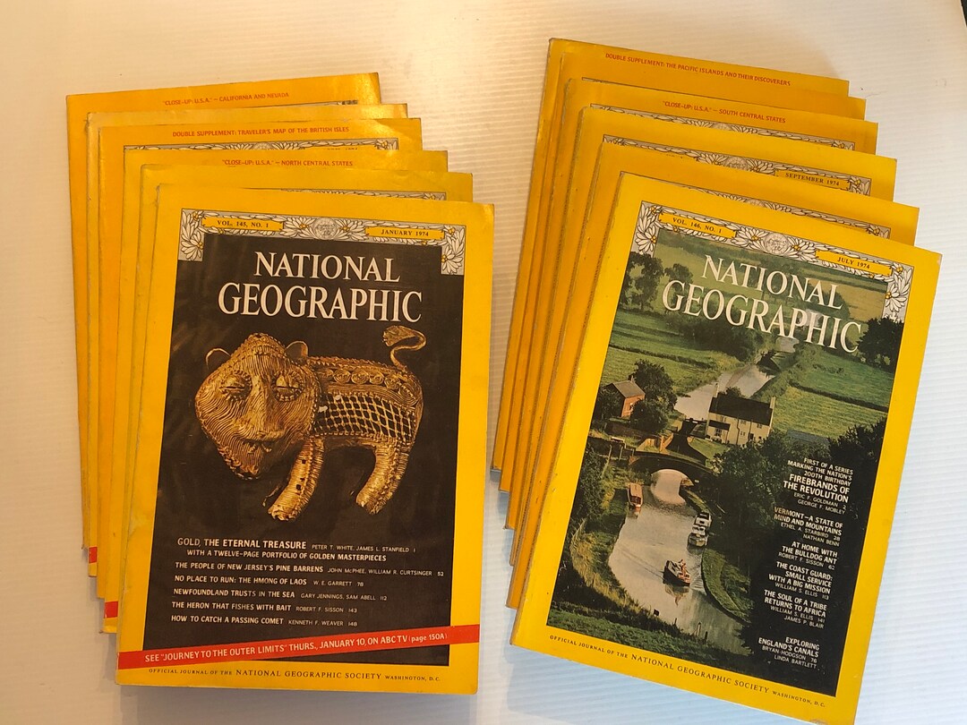 Vintage 12 Issues 1974 National Geographic Magazines, January 1974 ...