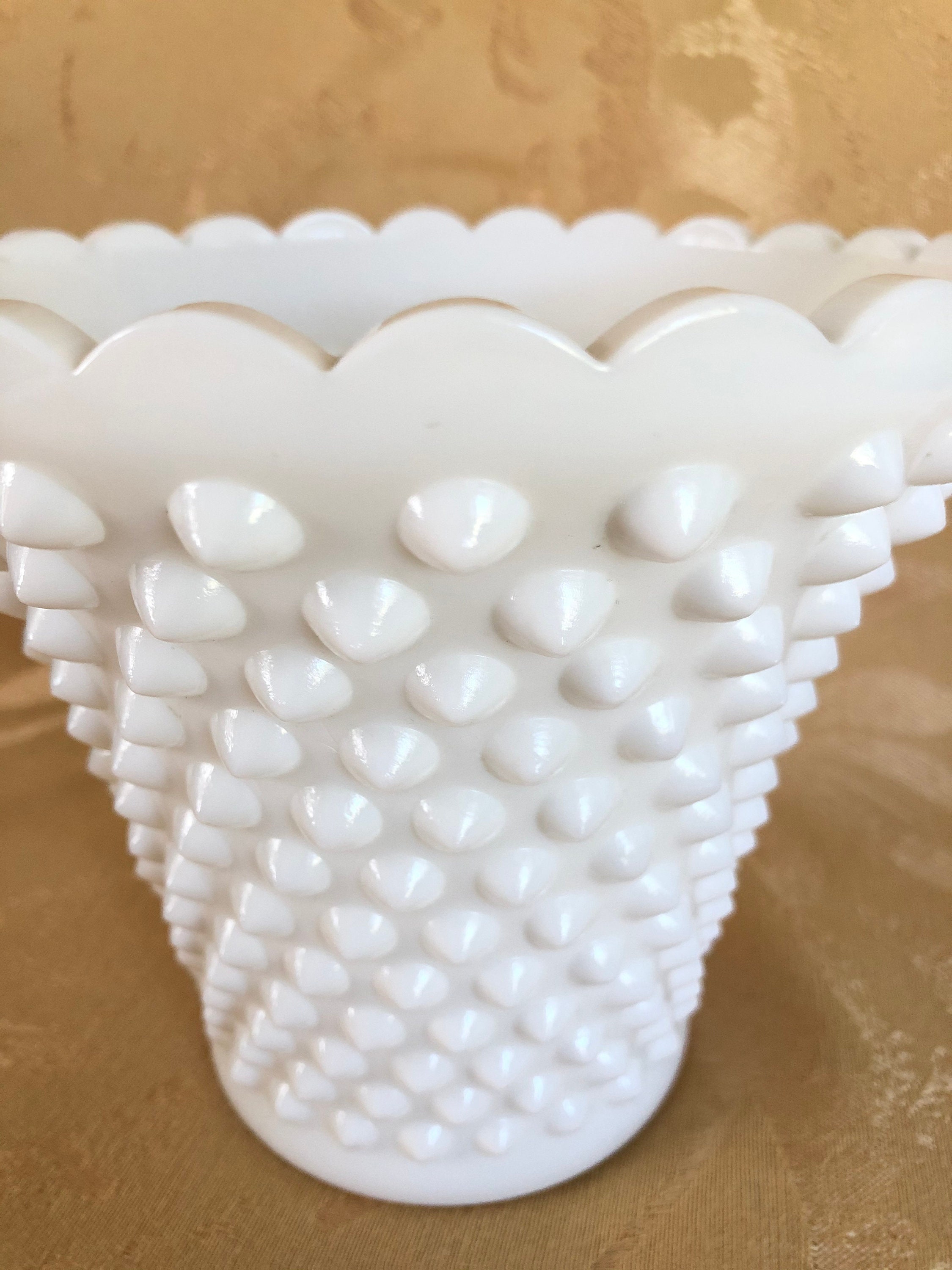 Vintage Fenton White Hobnail Vase Flared Profile Scalloped | Etsy