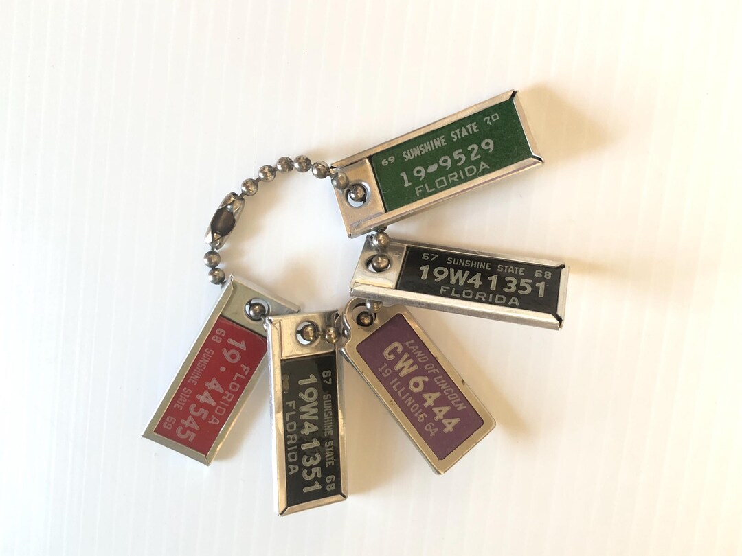 Vintage Lot of 5 Miniature License Plate Key Chain Tags, Disabled ...