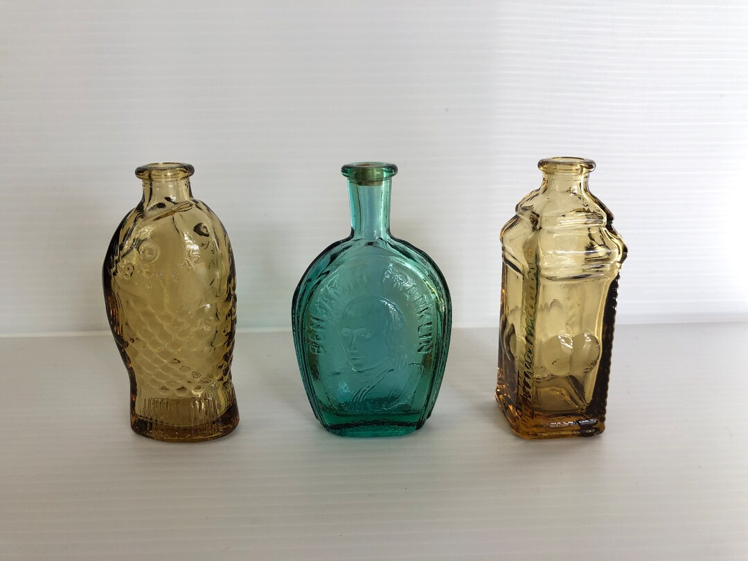 Vintage Set Of 3 Mini Wheaton Bottles Colored Glass Mini Novelty Bottles Etsy