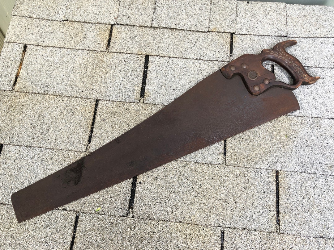 Vintage Simonds Warranted Hand Saw Carved Wood Handle, 26" Inch Blade ...