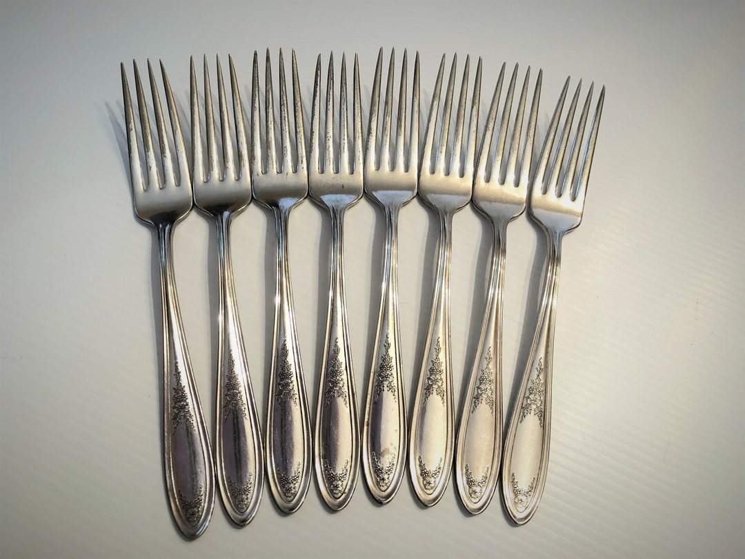 Vintage 8 Dinner Forks Oneida Community Par Plate "ardsley" Pattern ...