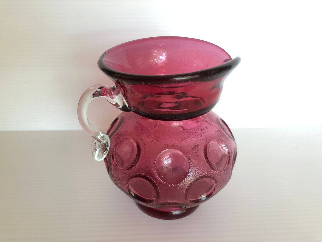 Vintage Kanawha Cranberry Glass Coin Thumbprint Pitcher, Small ...