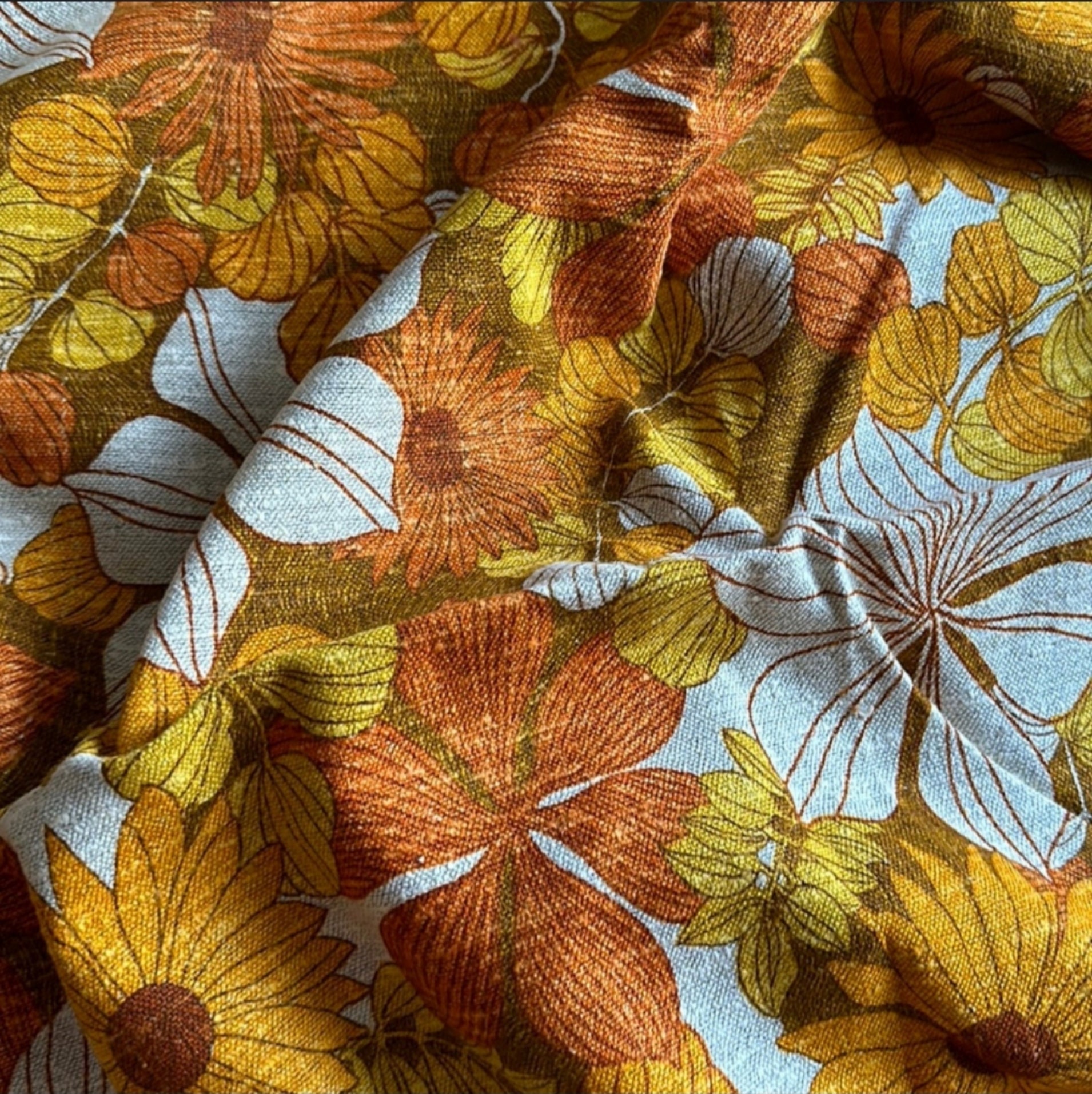 Vintage Raw Linen, Linen Flower Fabric, - Etsy